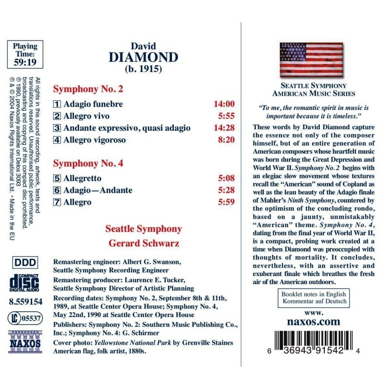 David Diamond: Symphonies Nos. 2 and 4 (Audio CD) - Arz Libnan